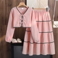 ATOGUTA Girls 2 Piece Skirt Set Long Sleeve V-Neck Top Pleated Skirt ...