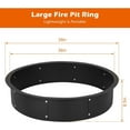 36" Black Round Heavy Duty Steel Fire Pit Ring Liner Wood Burning ...