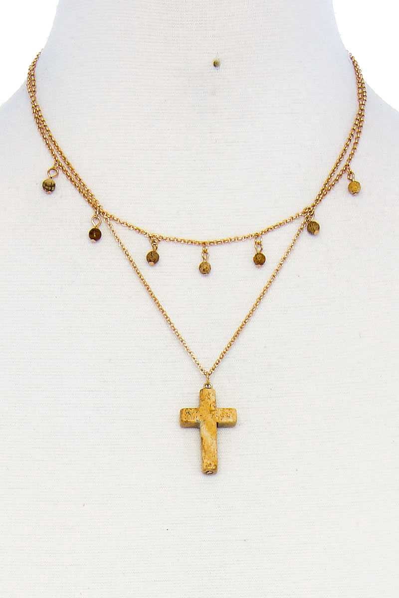 Double Layered Cross Pendant Chain Necklace - Walmart.com