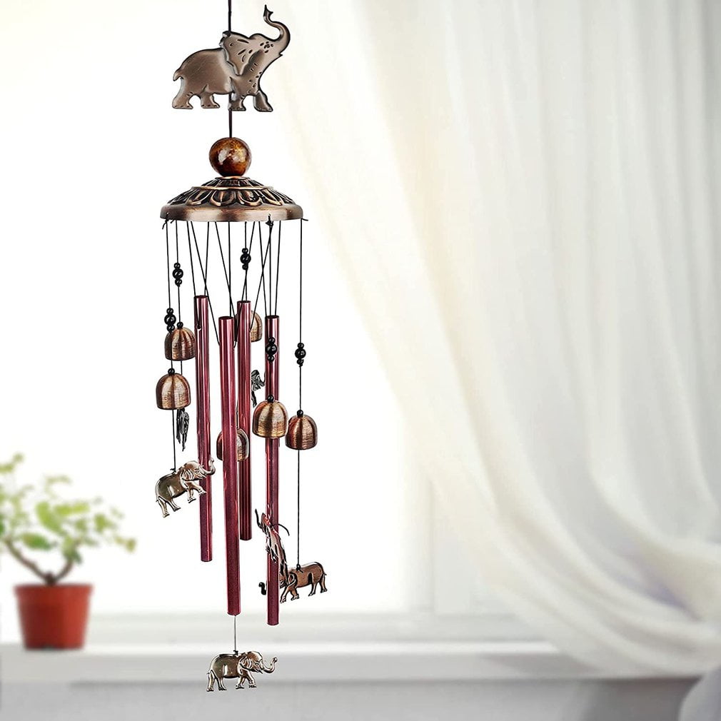 Elephant Wind Chimes With 7 Elephants Metal Wind Chimes Outdoor Home ...
