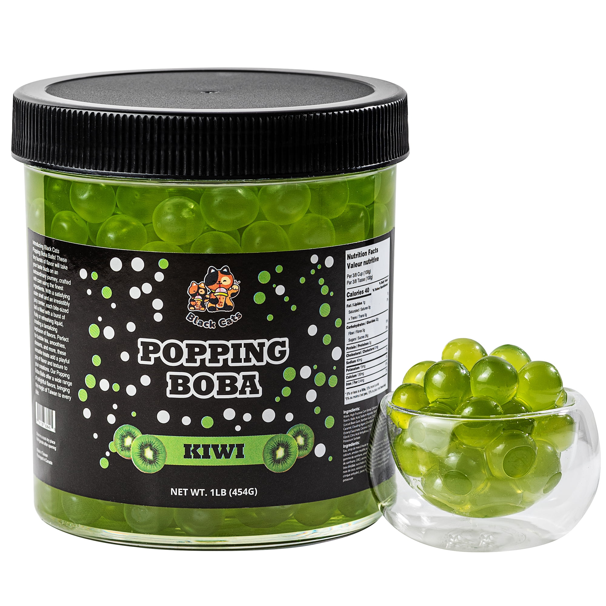 Black Cats Perles de Boba Éclatantes / Saveur Kiwi / 1LB (454g ...