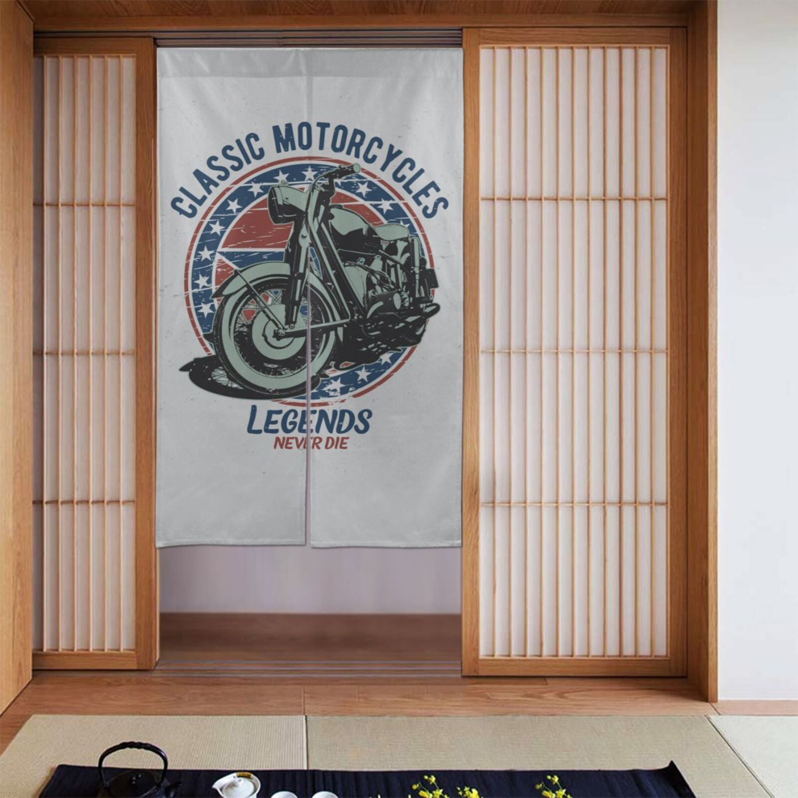DouZhe Doorway Drape Split Curtains, Classic Motorcycles Poster Room ...