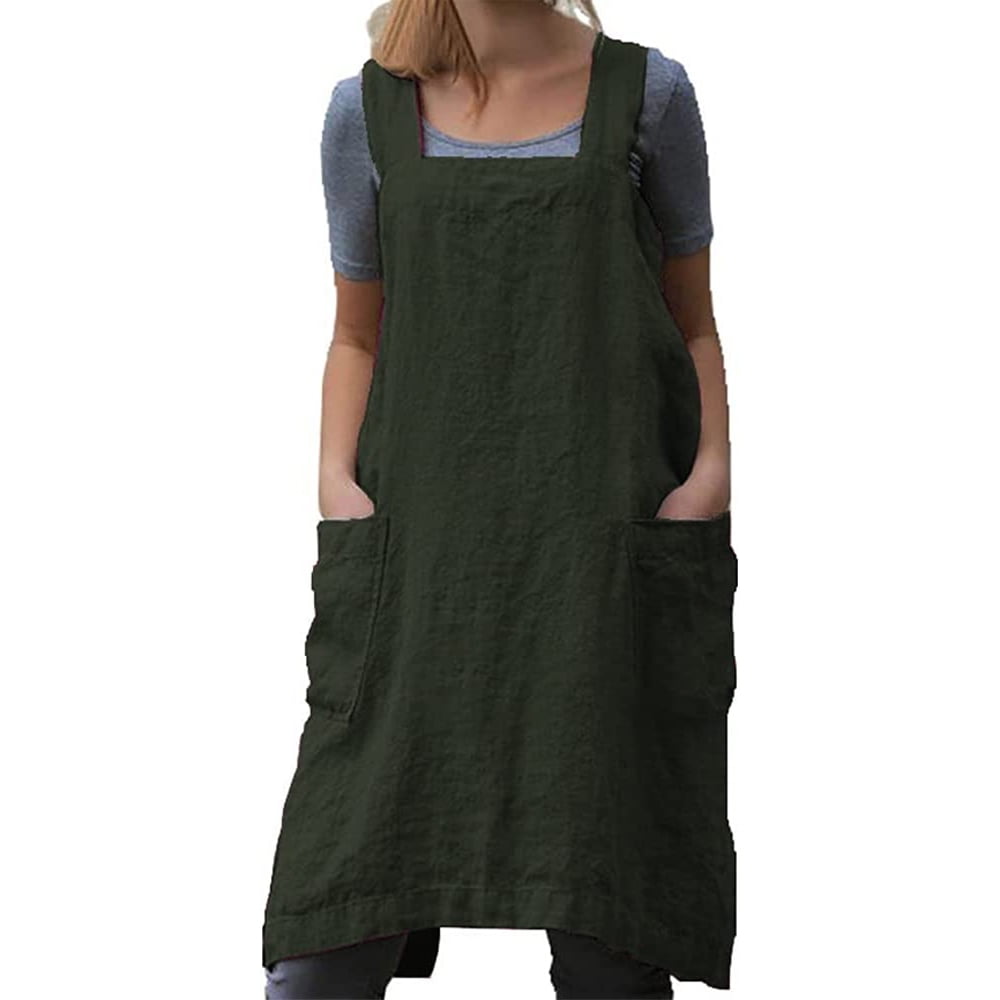 Cotton and linen apron long round home dress long loose apron - Walmart.com
