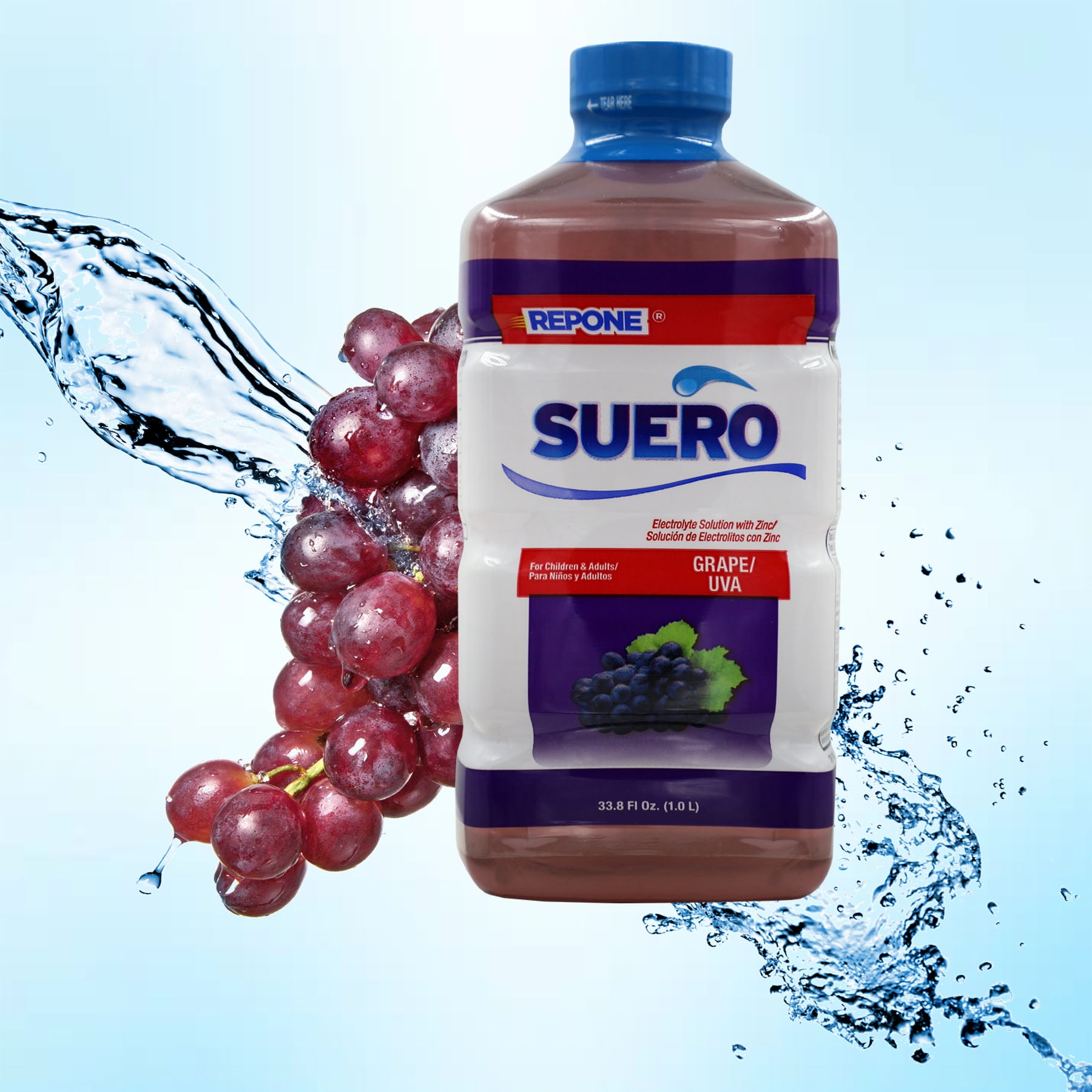 Repone Suero Electrolyte Solution with Zinc, Grape, 33.8 OZ - Walmart.com