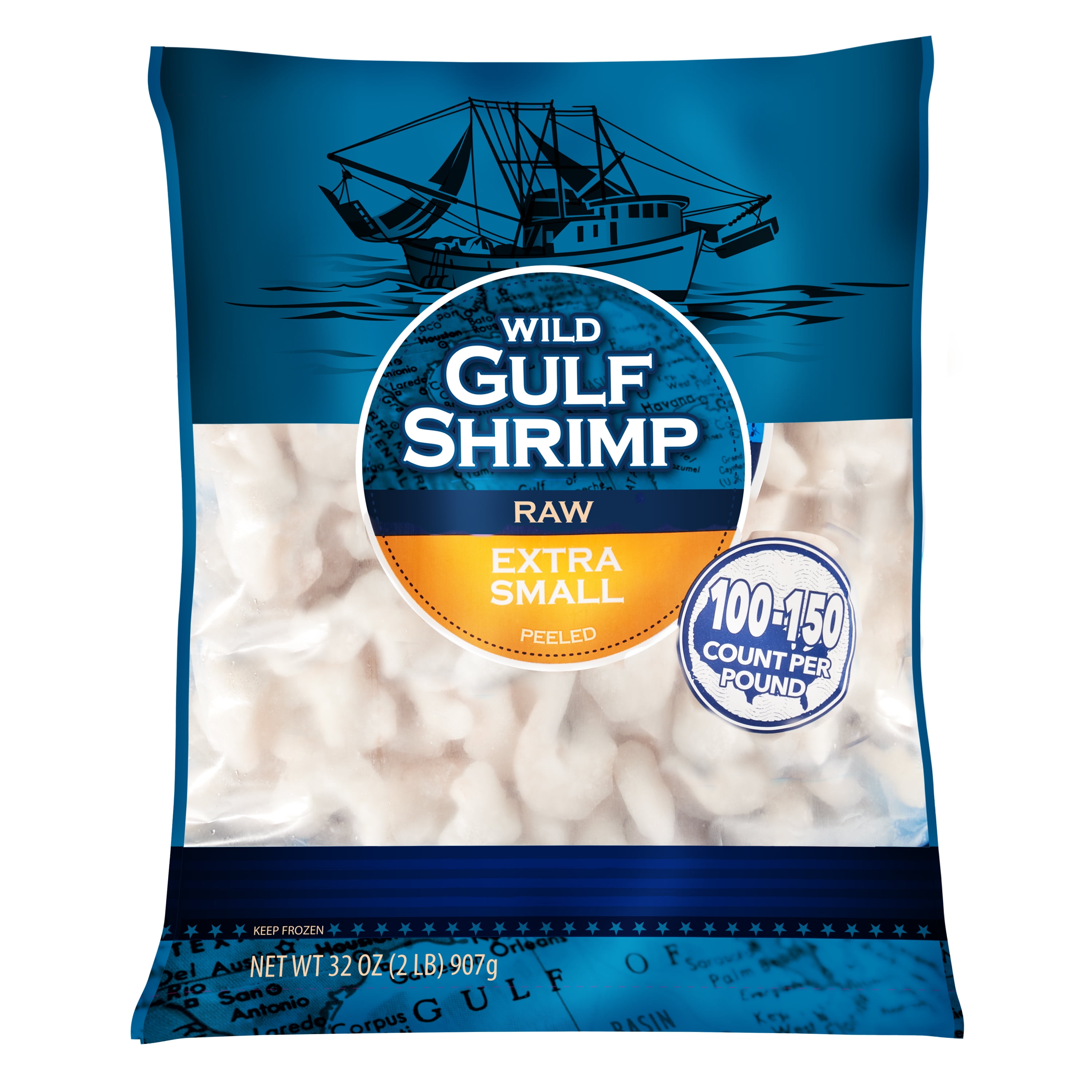 Wild Gulf Shrimp Frozen Raw Shrimp 32oz, 100/200 Count – Walmart ...