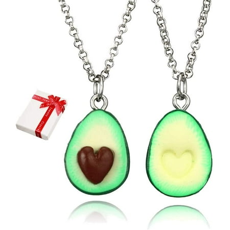 2 pieces BFF chain pendant green avocado for couples couples, love ...