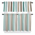 Brown Beige Gradient Striped Curtain Tier and Valance Set 3 Piece ...