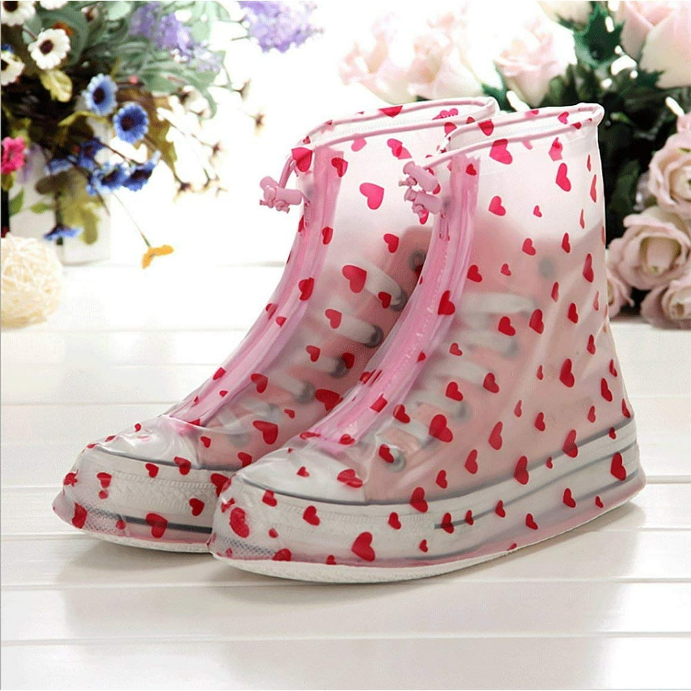 SHOEGIRLS Waterproof Shoe Covers Rain Shoe Covers Zippered Shoes Red ...