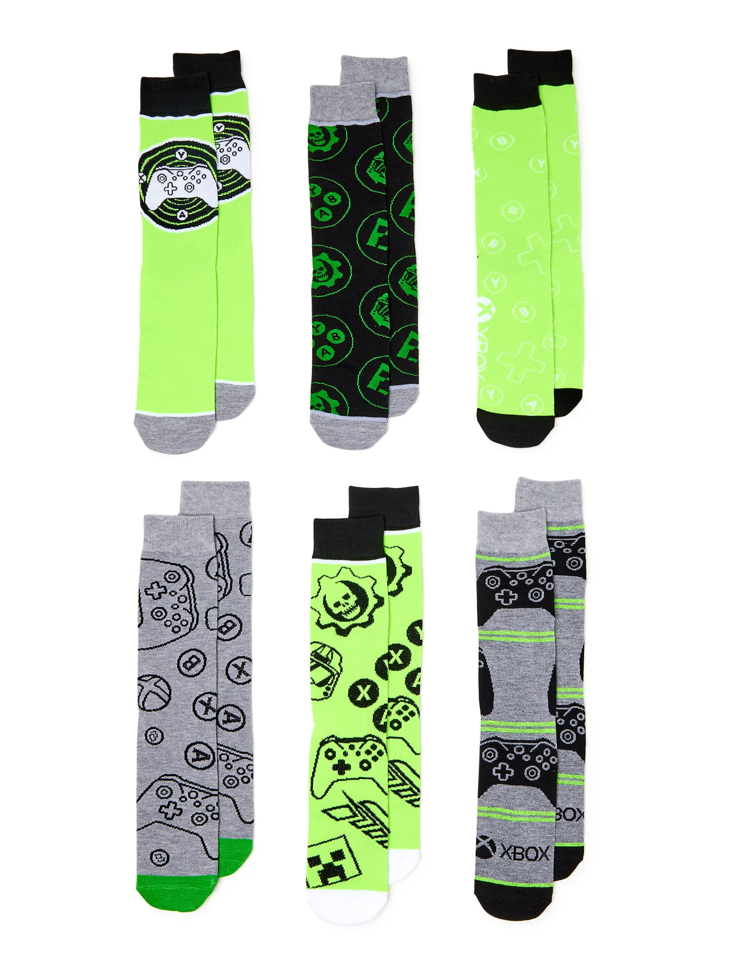 Xbox and Halo Men's Icons Crew Socks, Six-Pack - Walmart.com