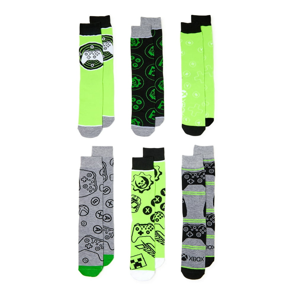 Xbox - Xbox and Halo Men's Icons Crew Socks, Six-Pack - Walmart.com ...