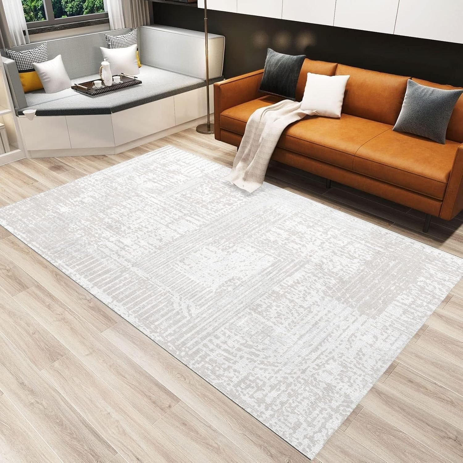 Click here for Rughome White Gray Geometry Area Rug  Modern Abstr... prices