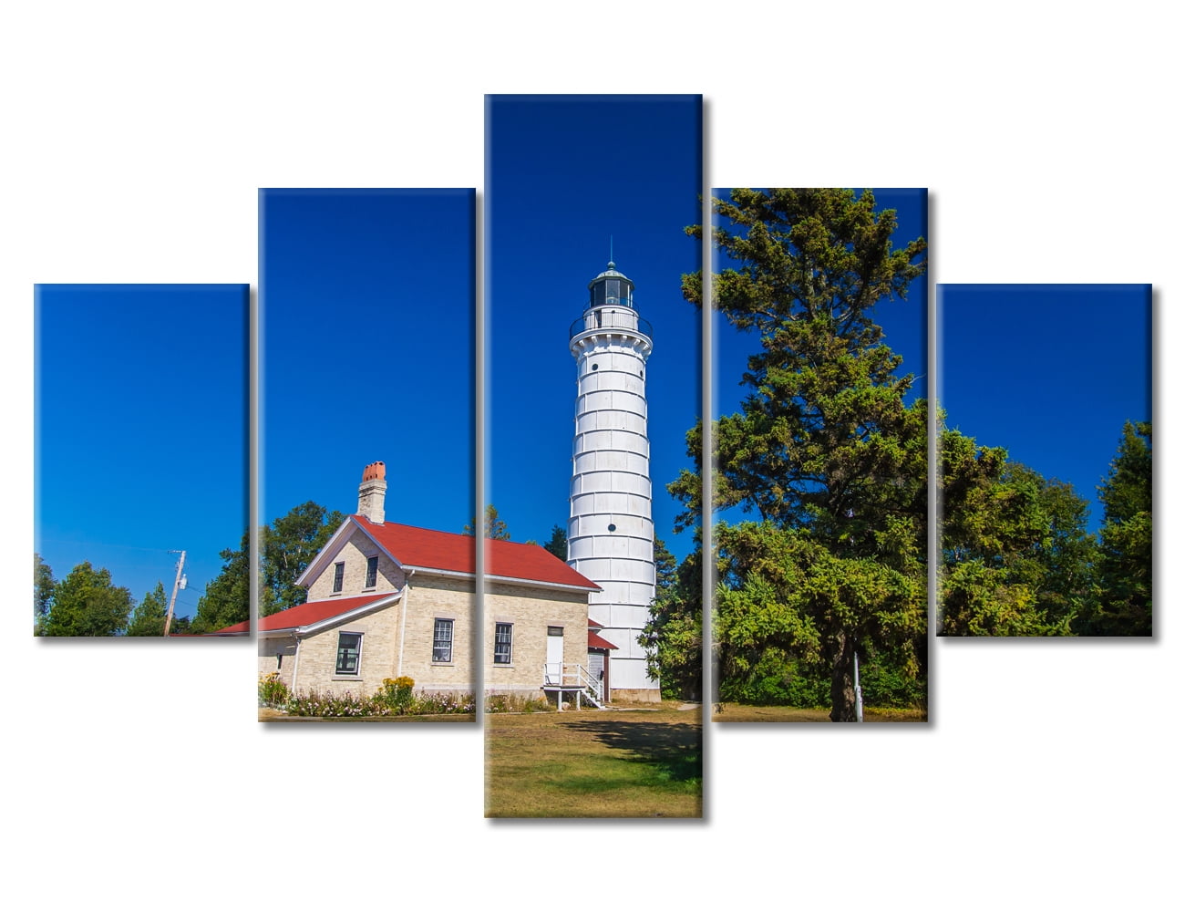 TISHIRON 5PCS Framed Canvas Wall Art Set,60"x40" Cana Island Lighthouse ...