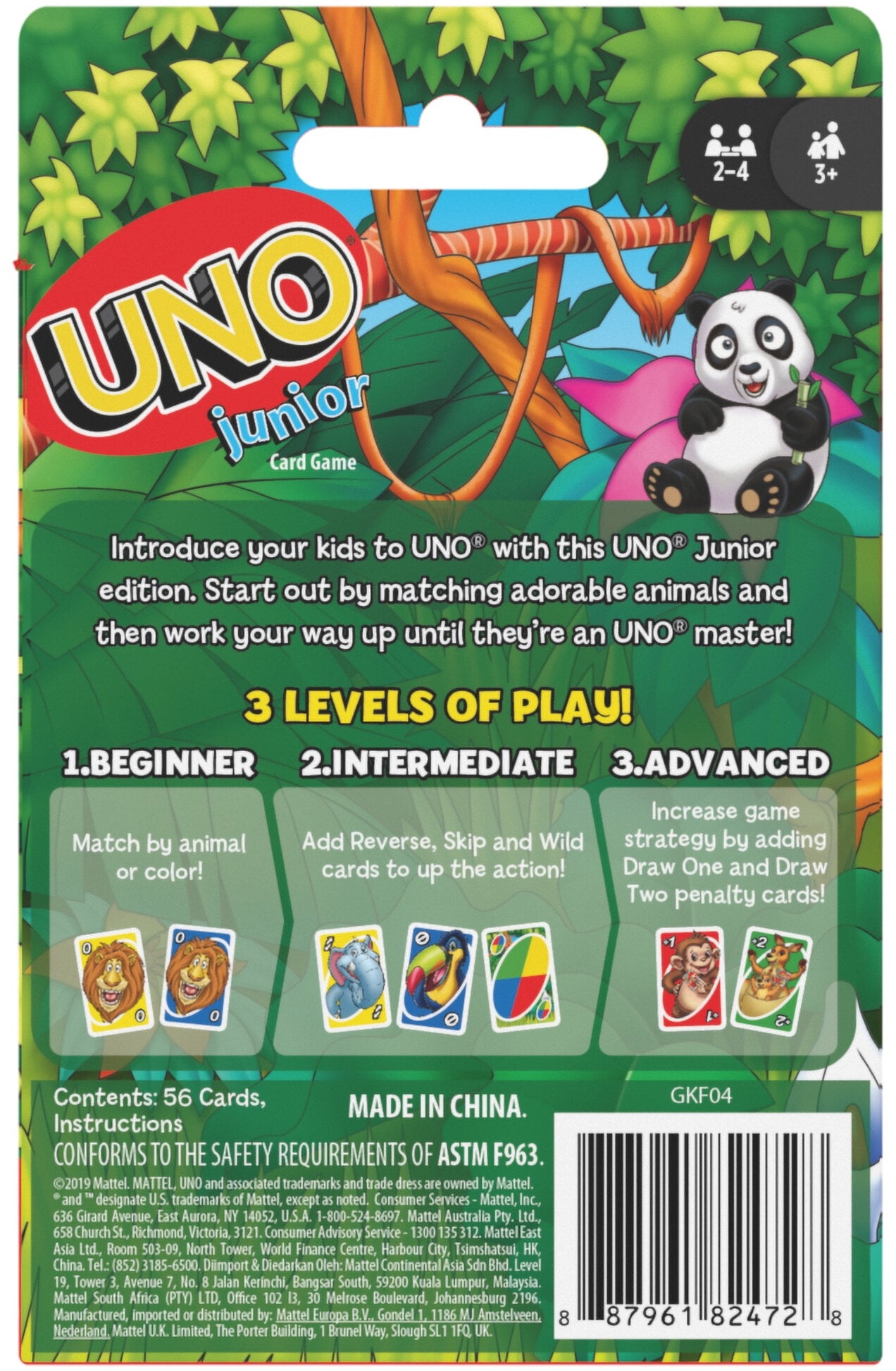 Uno Junior Card Game, Zoo-Themed for Ages 3 Yeas and Older