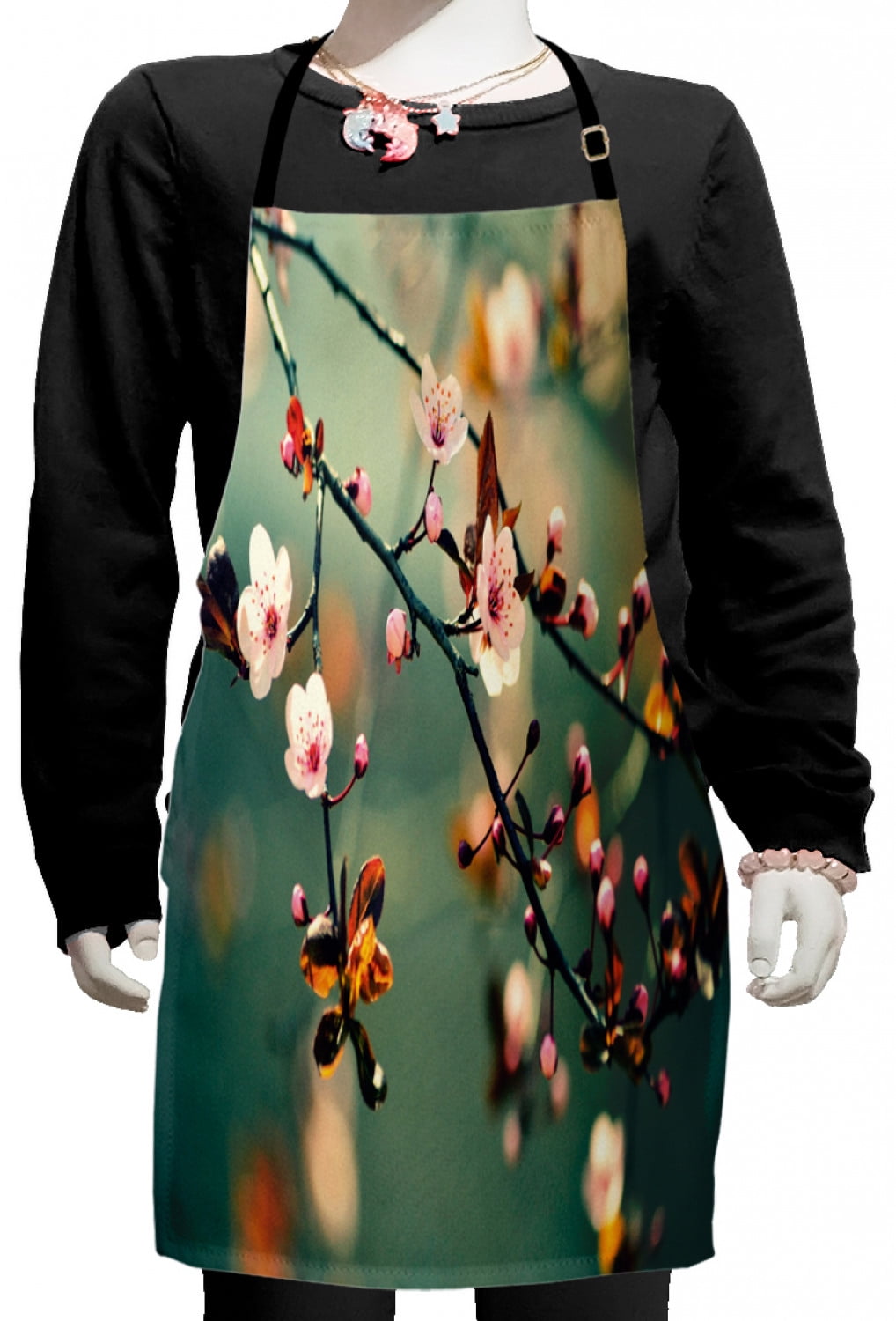 Nature Kids Apron, Spring Themed Floral Flowering Japanese Cherry ...