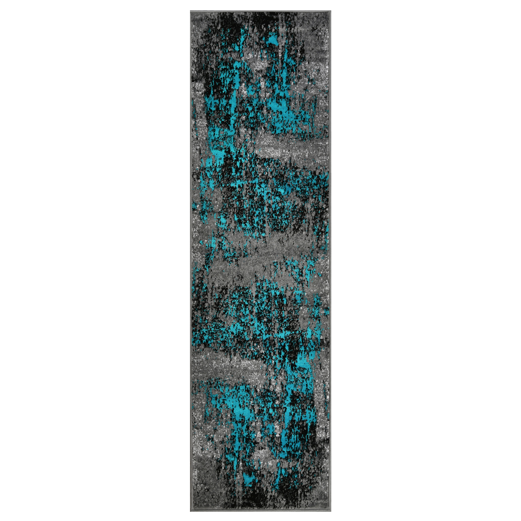 Allstar Rugs 2' 0" x 6' 11" Grey Modern Abstract Themed Polypropylene ...