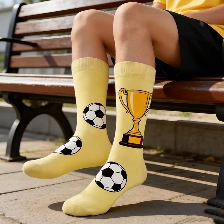 BQBQERT 5 Pair Soccer Event Football Design Cotton Hosiery For Men ...