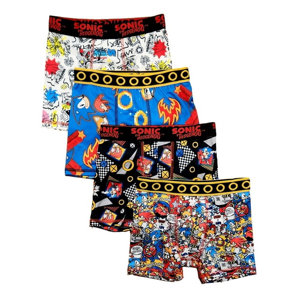 Sonic the Hedgehog Boy's All Over Print Boxer Briefs Underwear, 4-Pack ...