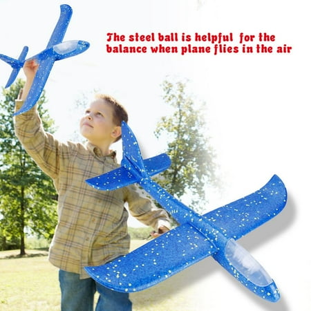 WALFRONT Flying Mini Throwing Glider Shiny Night Aircraft Toy Hand ...