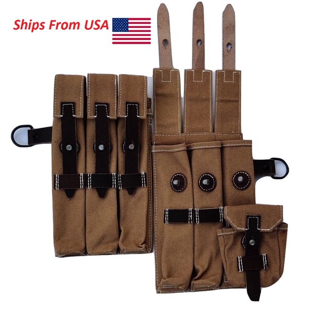 German WWII MP40 Wehrmacht Magazine Pouch Set- Khaki Color - Walmart.com