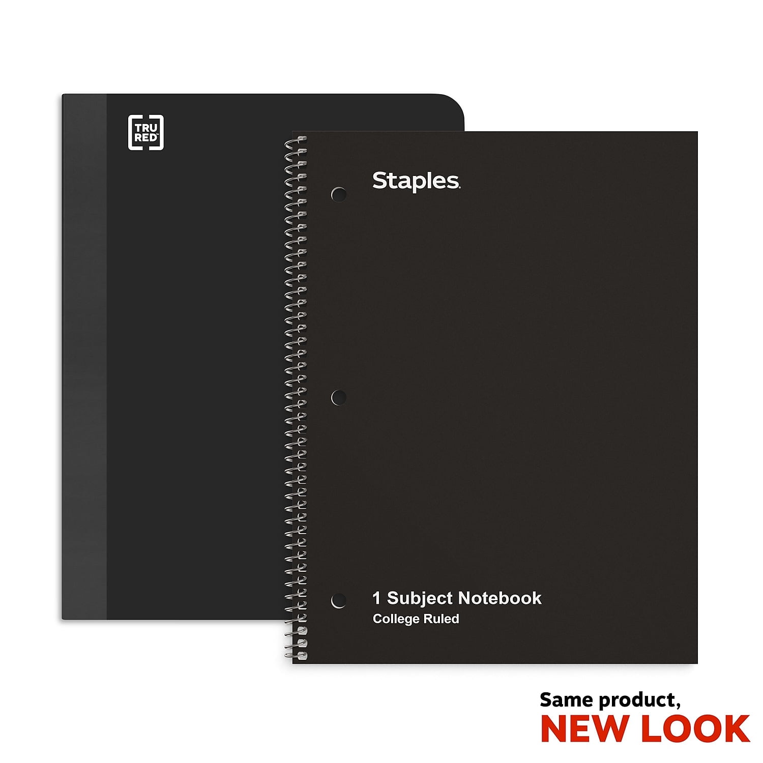 TRU RED 1-Subject Notebook 8.5" x 11" College Ruled 70 Sheets Black ...