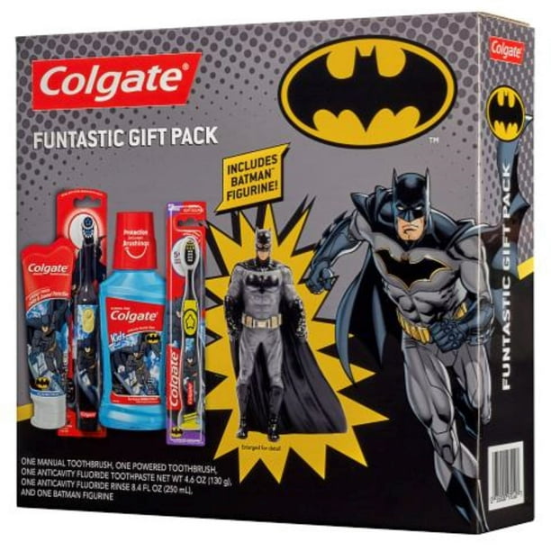 Colgate Kids Toothbrush, Toothpaste, Mouthwash, and Kid Toy Set, Batman ...