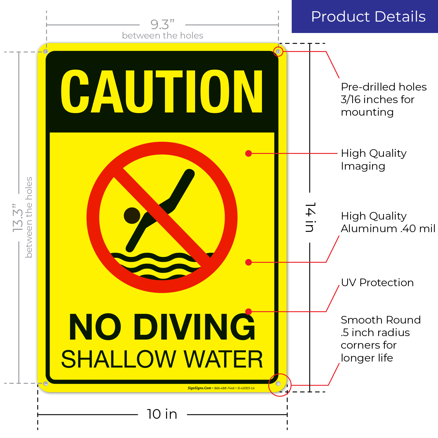 No Diving Shallow Water Sign