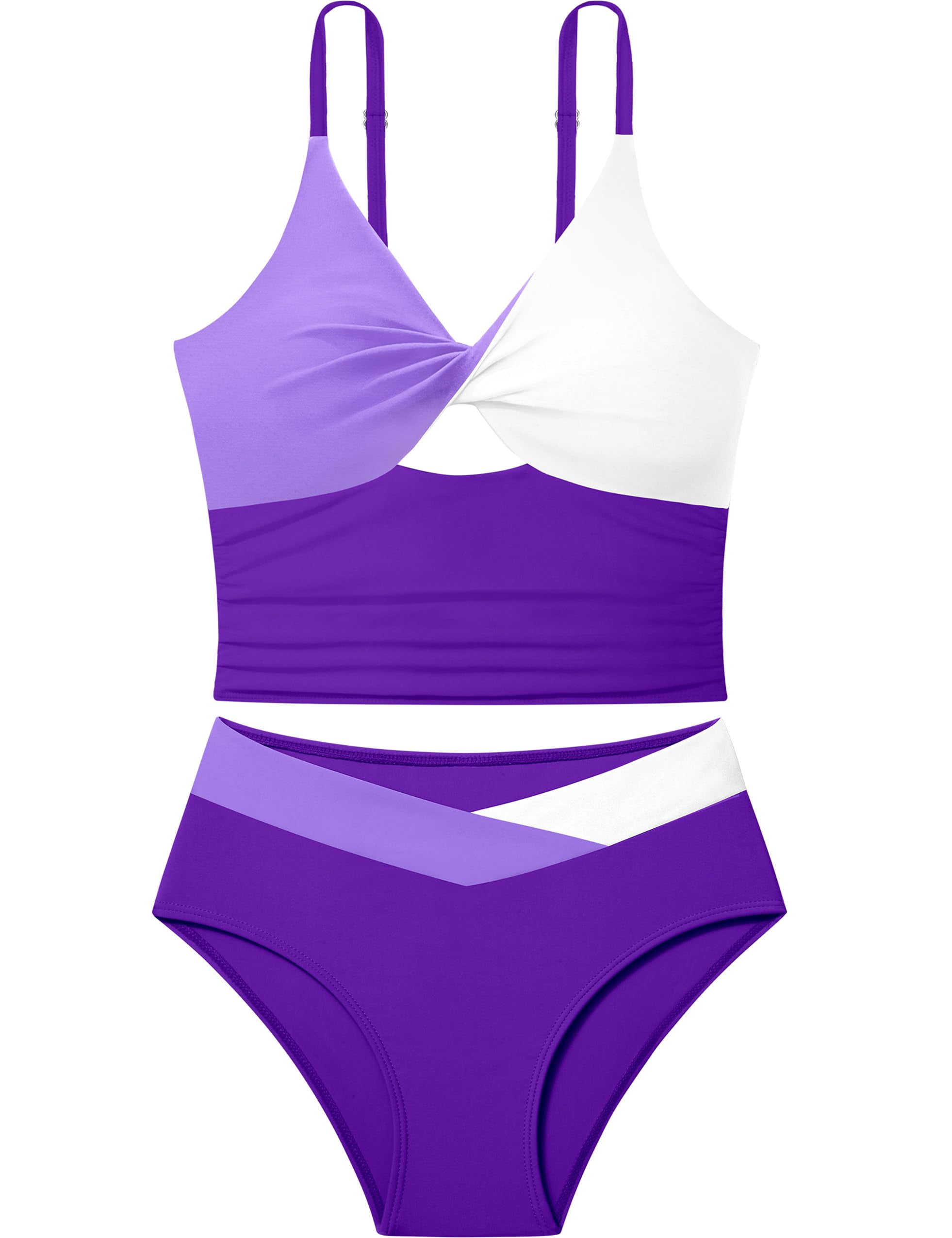 Traje de baño Doumlop para niñas, tankini, talla 14, color morado ...