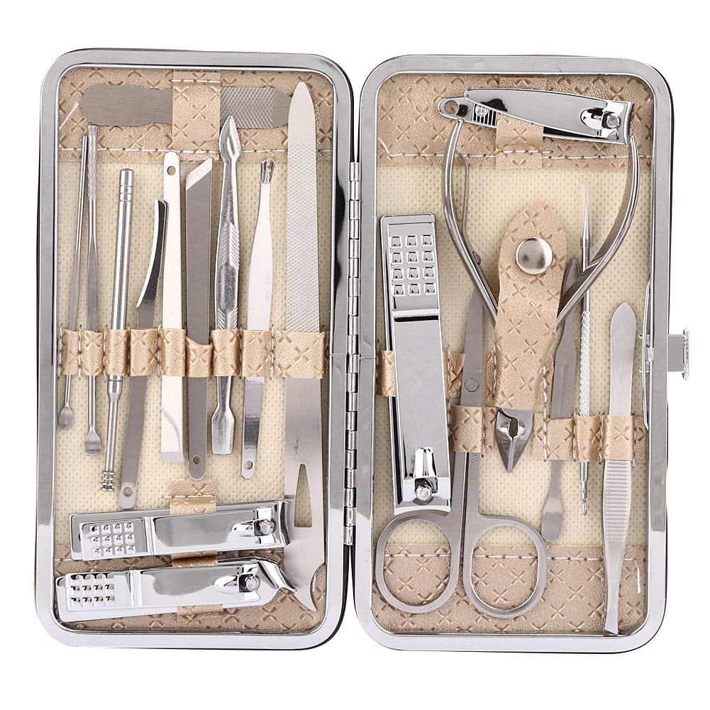 19pcs Manicure Tool Kit - Stainless Steel Manicure Set Nail Clipper Ear ...