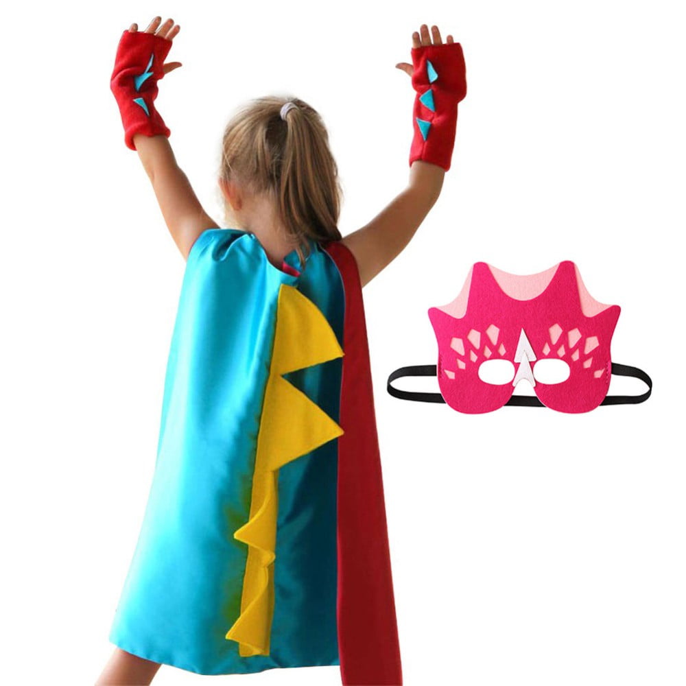 Kids Halloween Costume Dinosaur Cape with Eye-Mask Cloak Witch Wizard ...