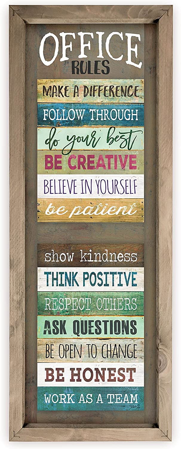 Office Rules Rustic Framed Wood Farmhouse Wall Sign 12x36 (Frame ...