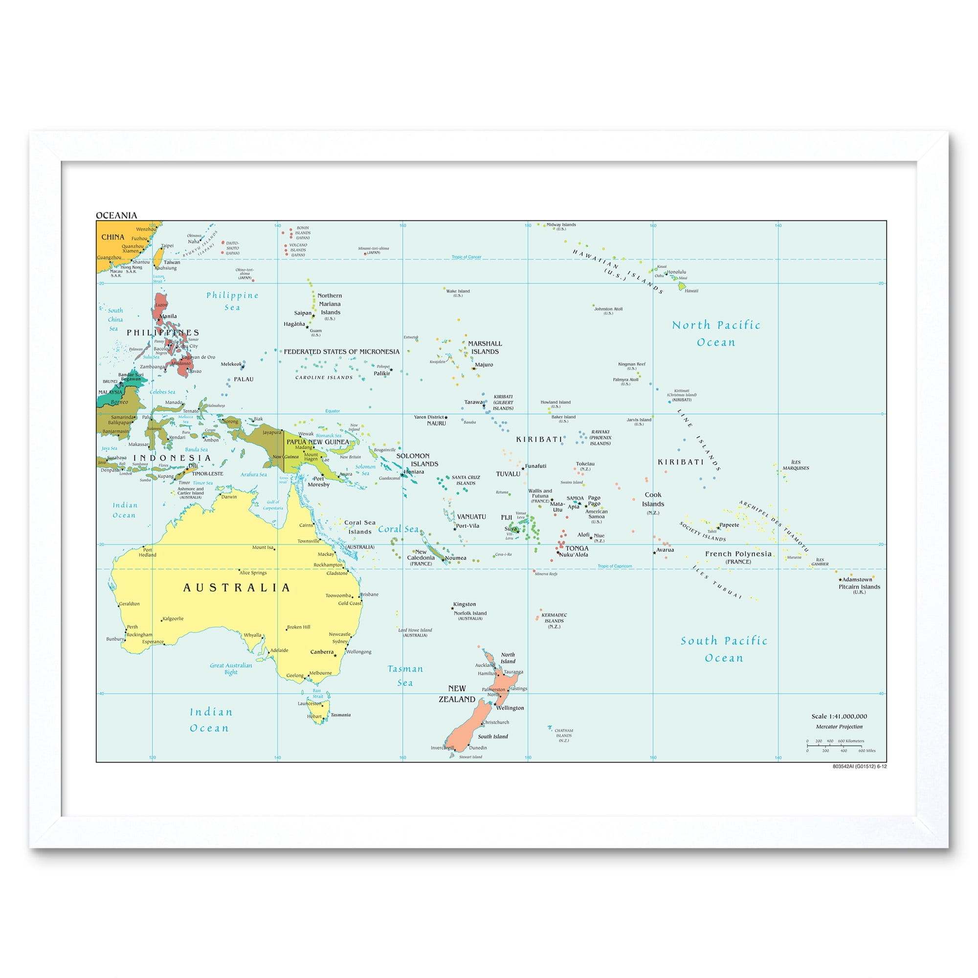 Oceania 2012 Map Australia New Zealand Indonesia Papua New Guinea ...