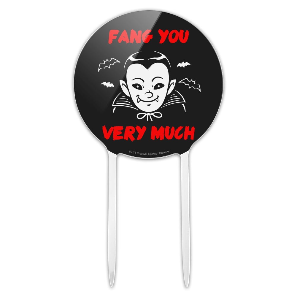 Acrylic Fang Thank You Very Much Vampire Funny Humor Cake Topper Party ...