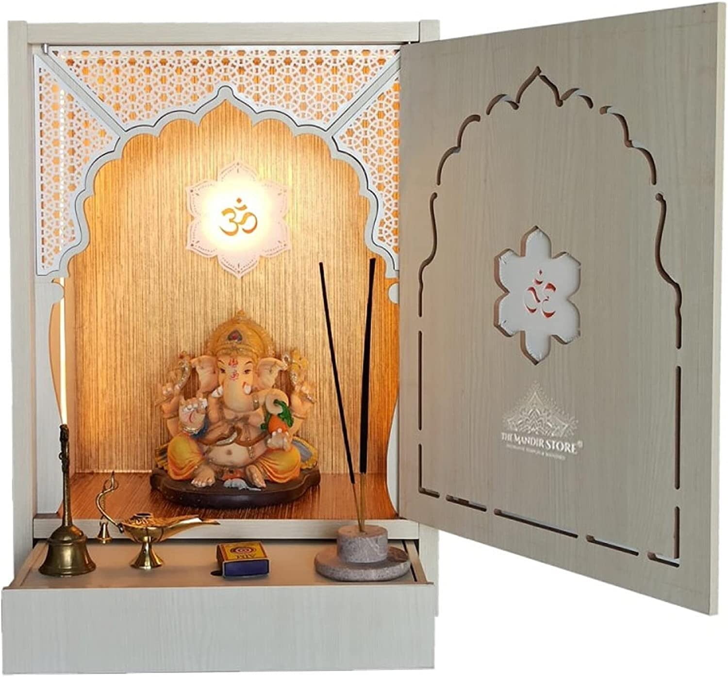 Customized Wooden Cabinet Desginer Mandir With LED / Mandir For Home ...