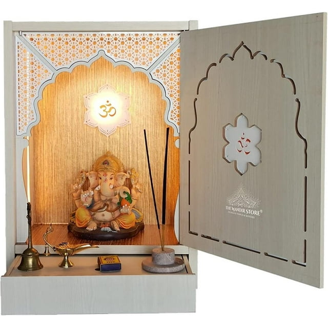 Customized Wooden Cabinet Desginer Mandir With LED / Mandir For Home ...