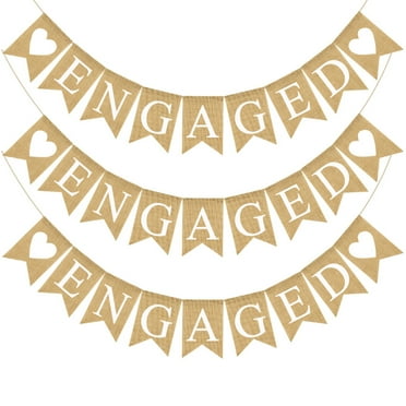 ENGAGED Letter Engagement Party Decoration Photo Prop Banner Set 9 in 1 ...