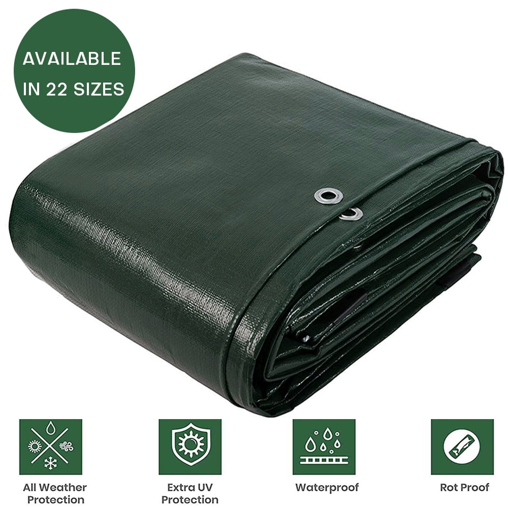 Multi Purpose Waterproof Tarp 12' x 24' Heavy Duty Green UV Resistant ...