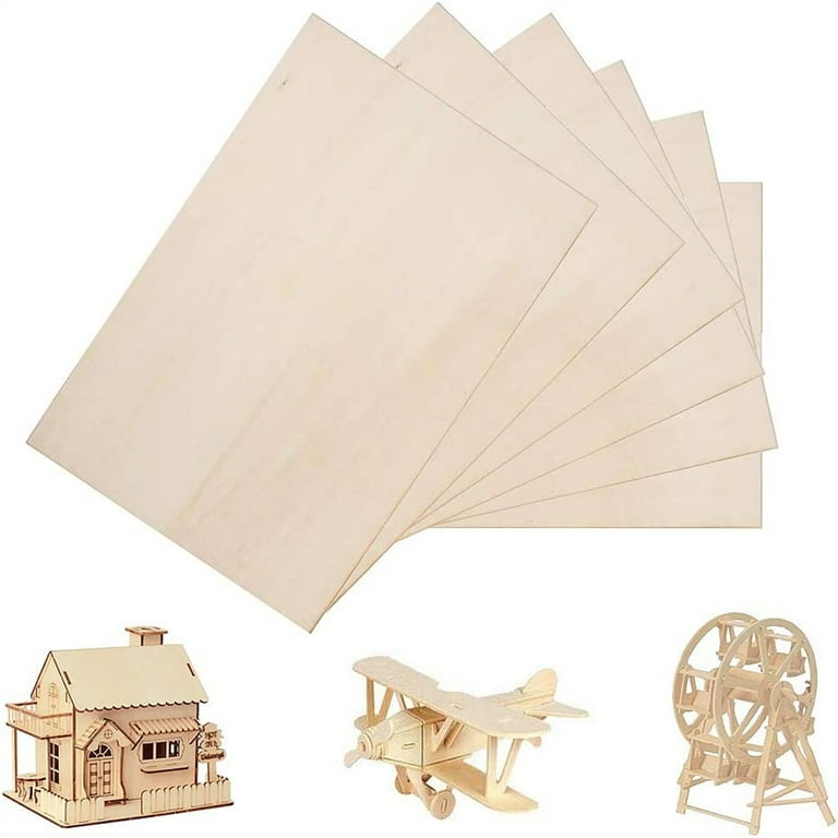 6 Pack Balsa Wood Sheets Basswood Thin Wood Sheets Hobby Wood MDF DIY Wood Board for House Aircraft Ship Boat DIY Wooden Plate Model for Arts and Crafts School Projects Walmart