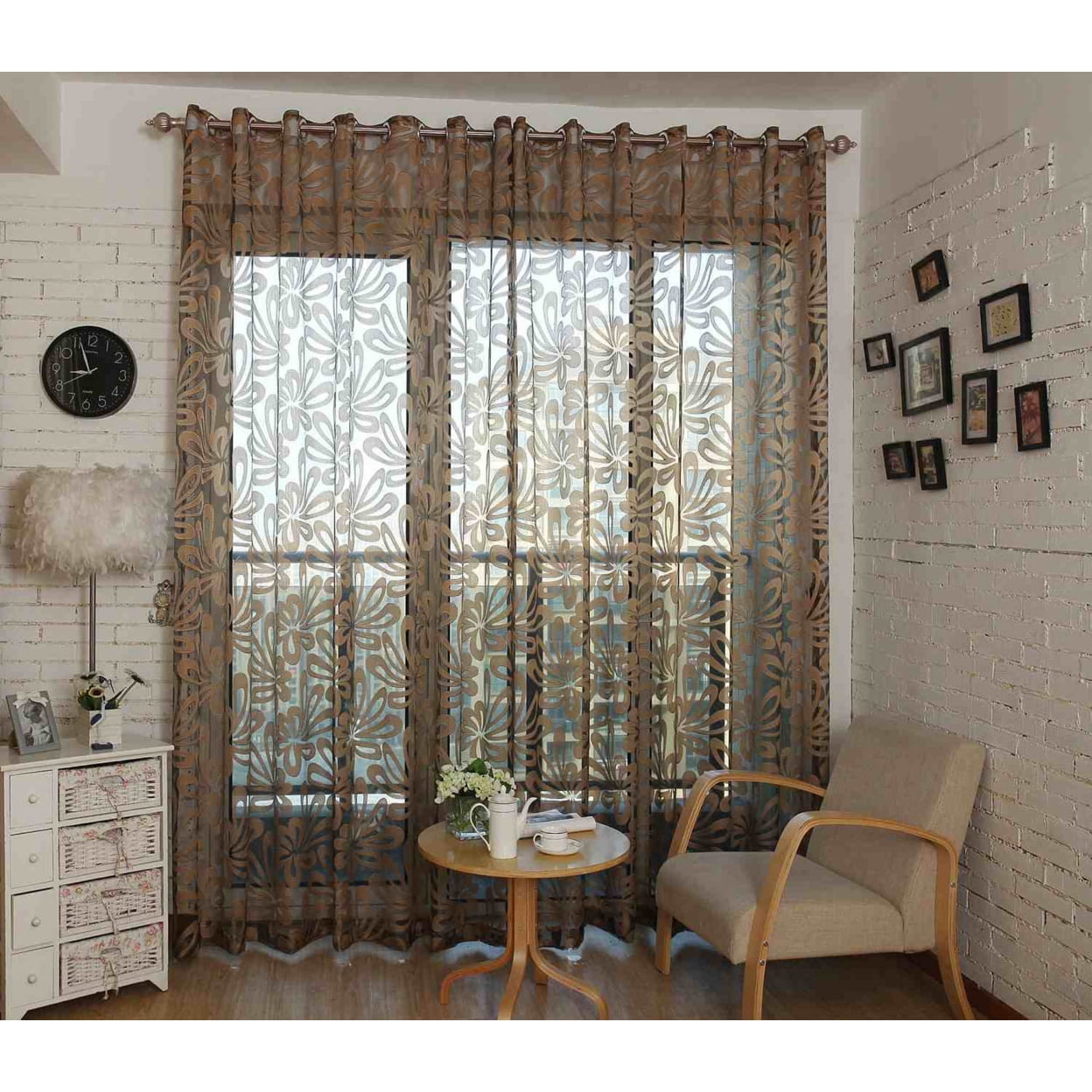 Home Decorative Window Sheer Curtain Panel, Barcelona - Walmart.com