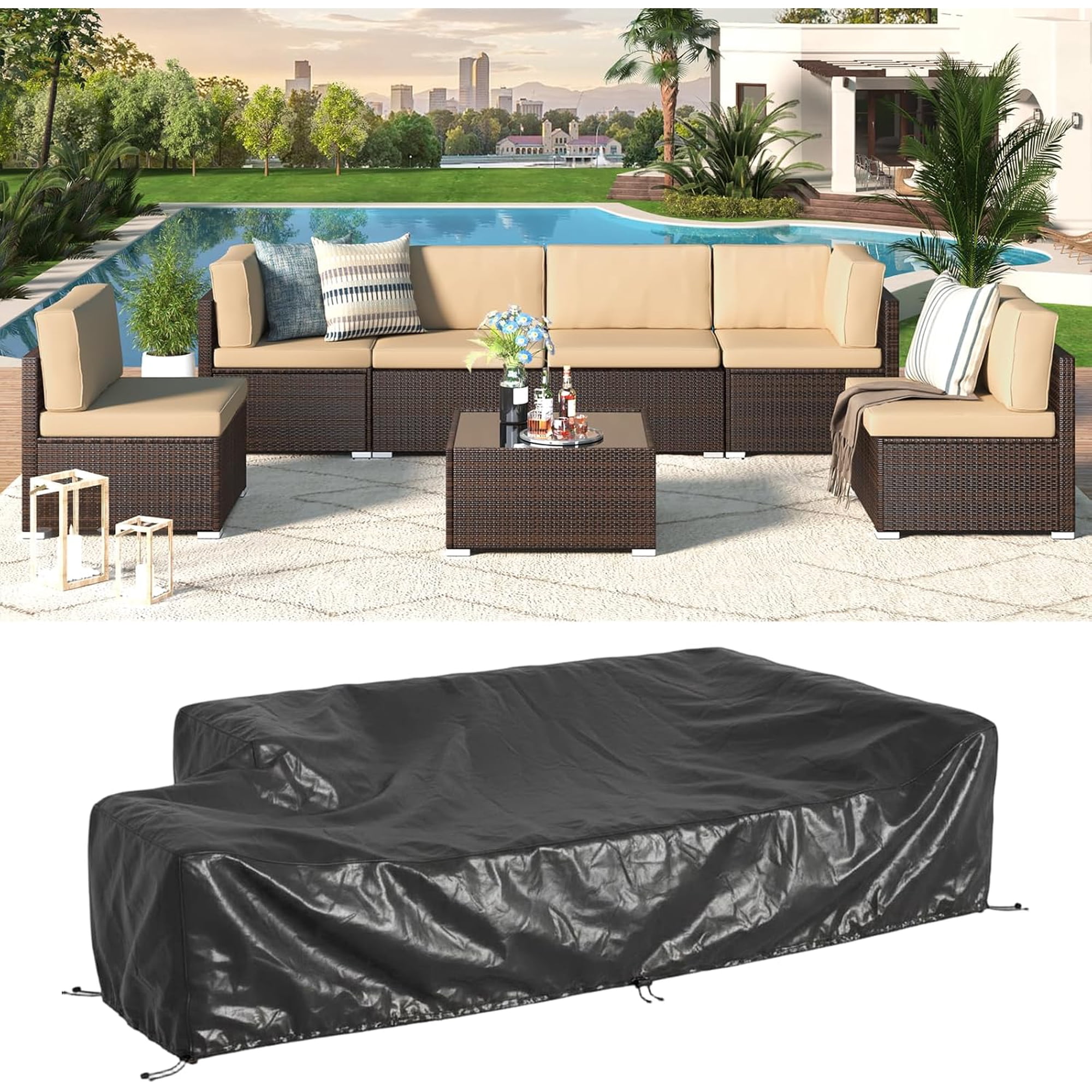 Click here for Yodolla 7-Piece Rattan Patio Furniture Set With Co... prices