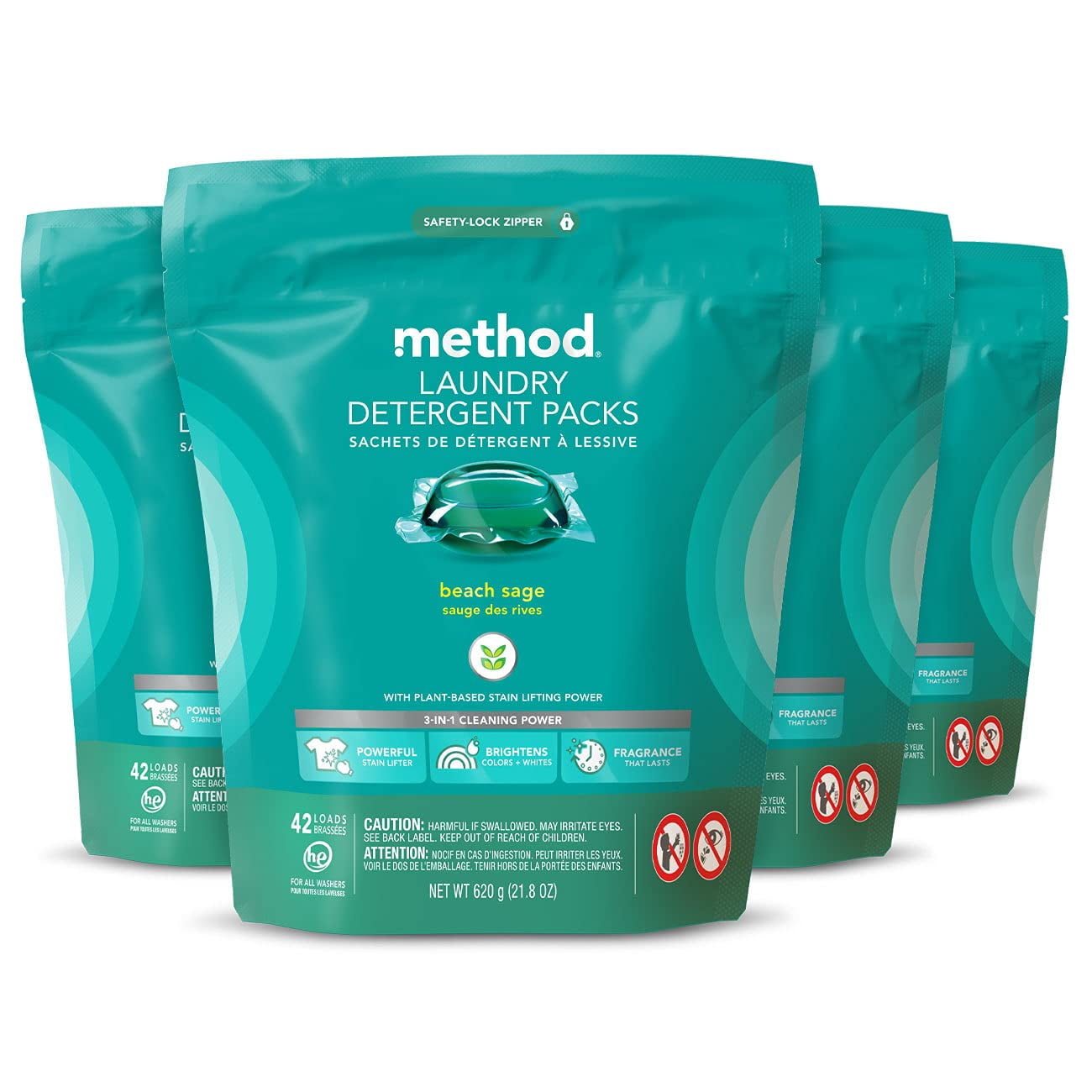 Paquetes de detergente para ropa Method Beach Sage Scent 168 cargas ...
