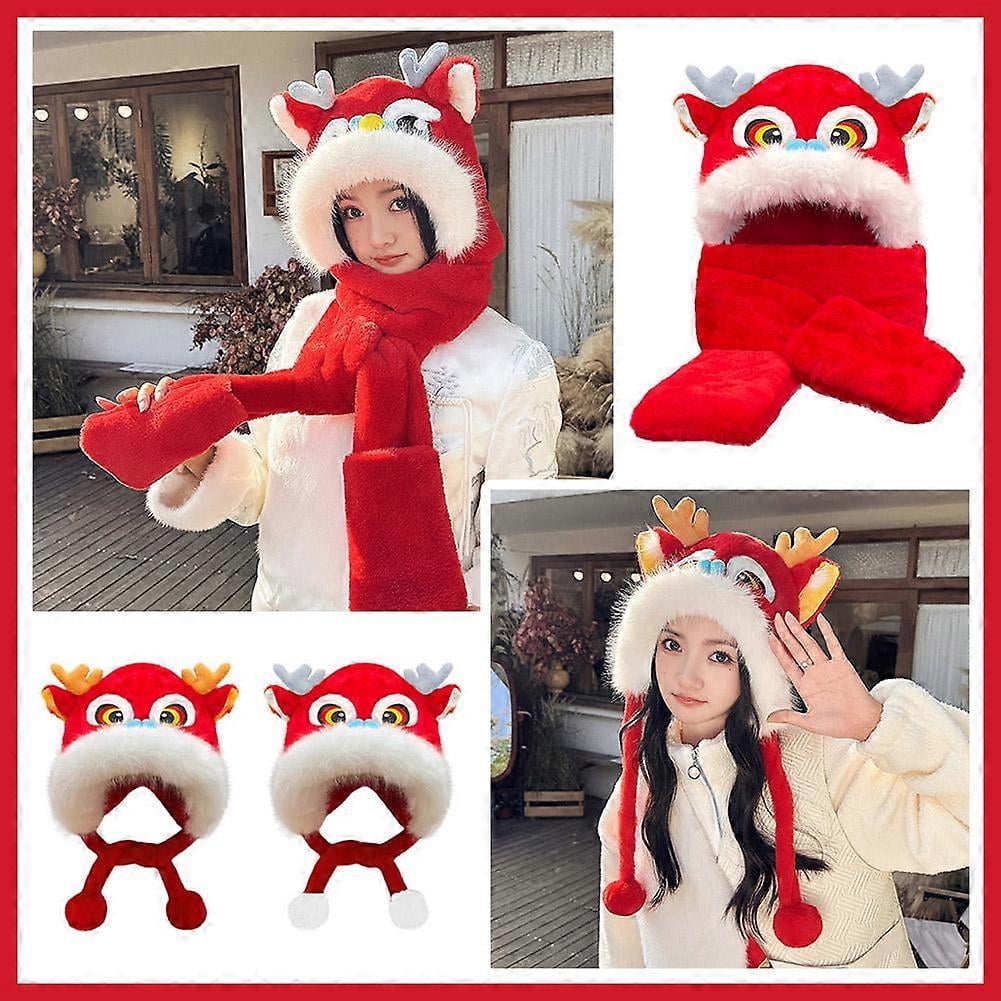 Chinese Hat Lion Dance Hat Ladies with Ear Flaps New Year Festival ...