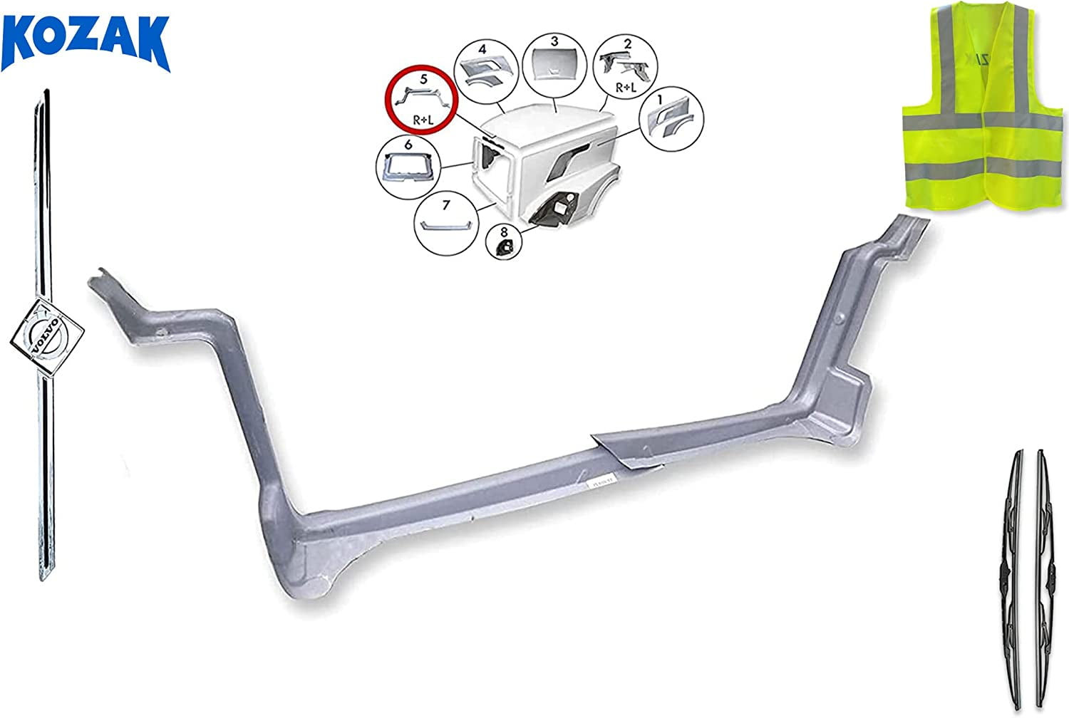 KOZAK Fiberglass Inner Hood Reinforcement / Small Support Bracket PAIR ...