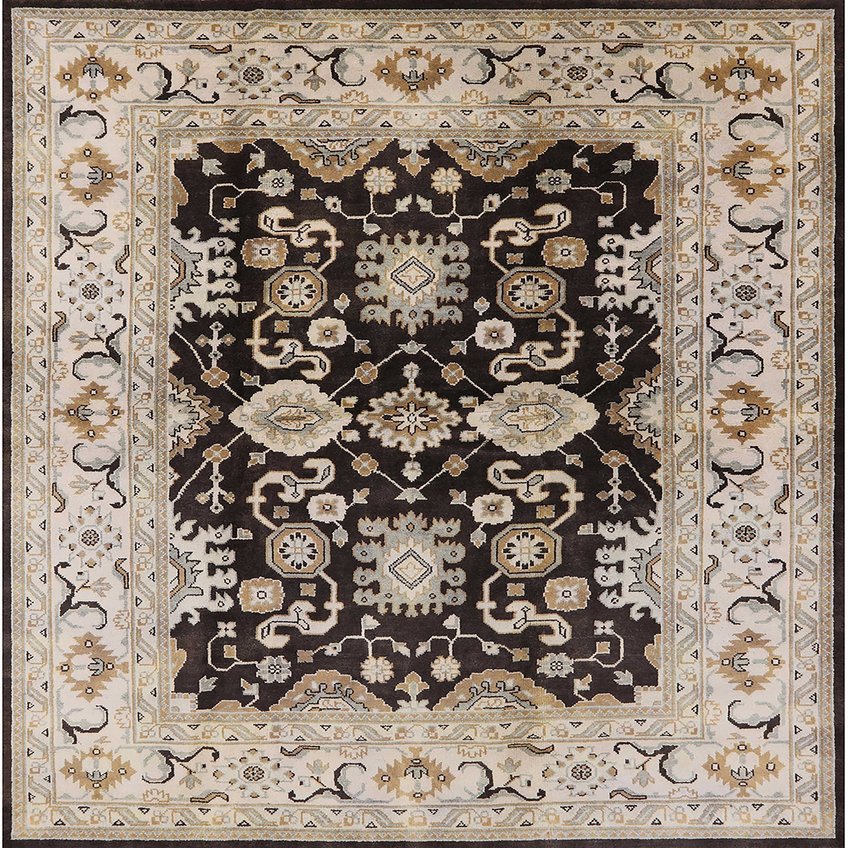 Ahgly Company Indoor Square Mid-Century Modern Dark Brown Oriental Area ...