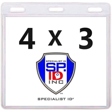4X3 Name Badge Holder - Heavy Duty Clear Plastic Horizontal 4 x 3 Name ...