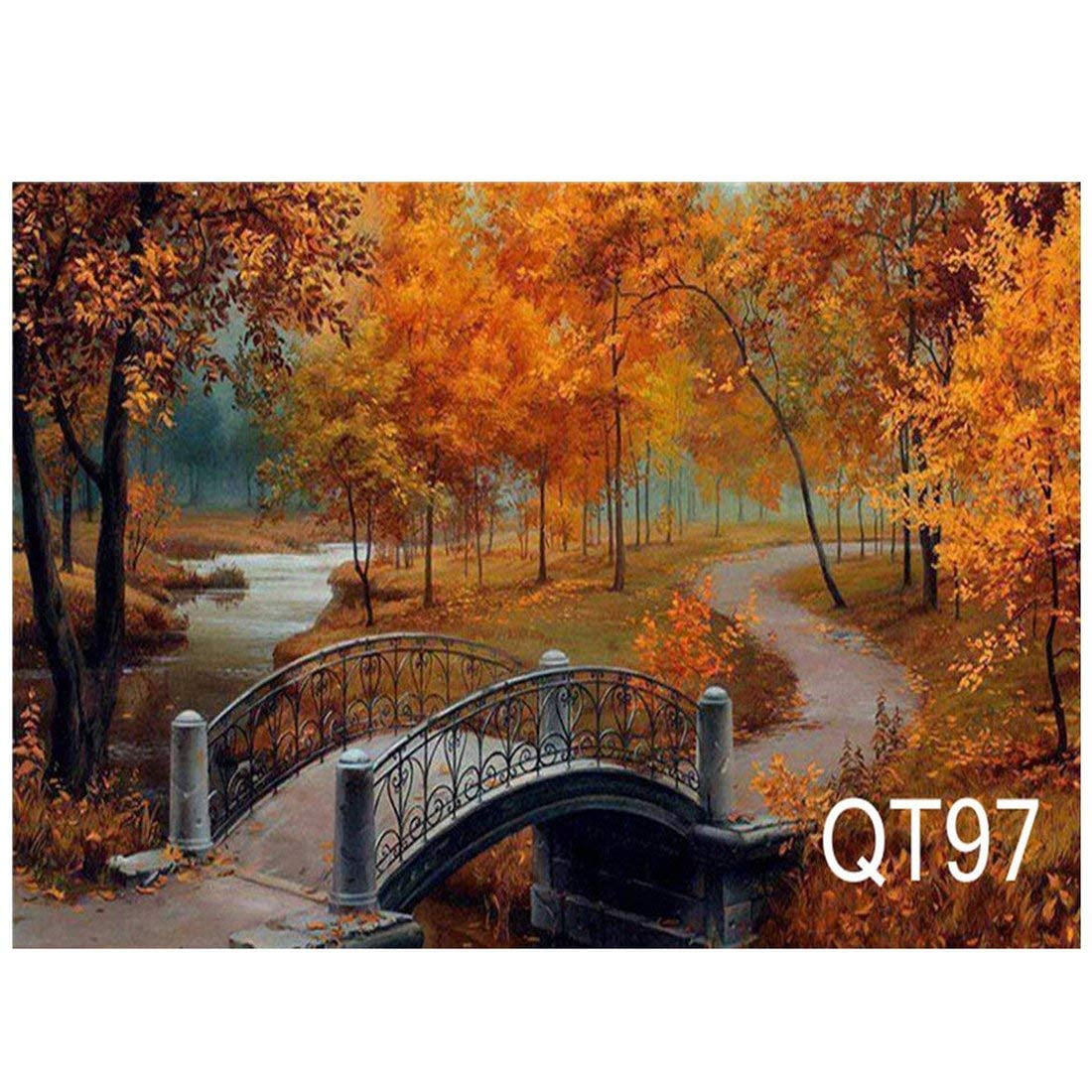 ABPHOTO Polyester 7x5ft Yellow Leaves Filled with Trees Fall Scenery ...