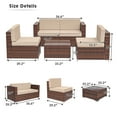 ECOPATIO 5-Piece Outdoor Patio Conversation Set, PE Rattan Wicker ...