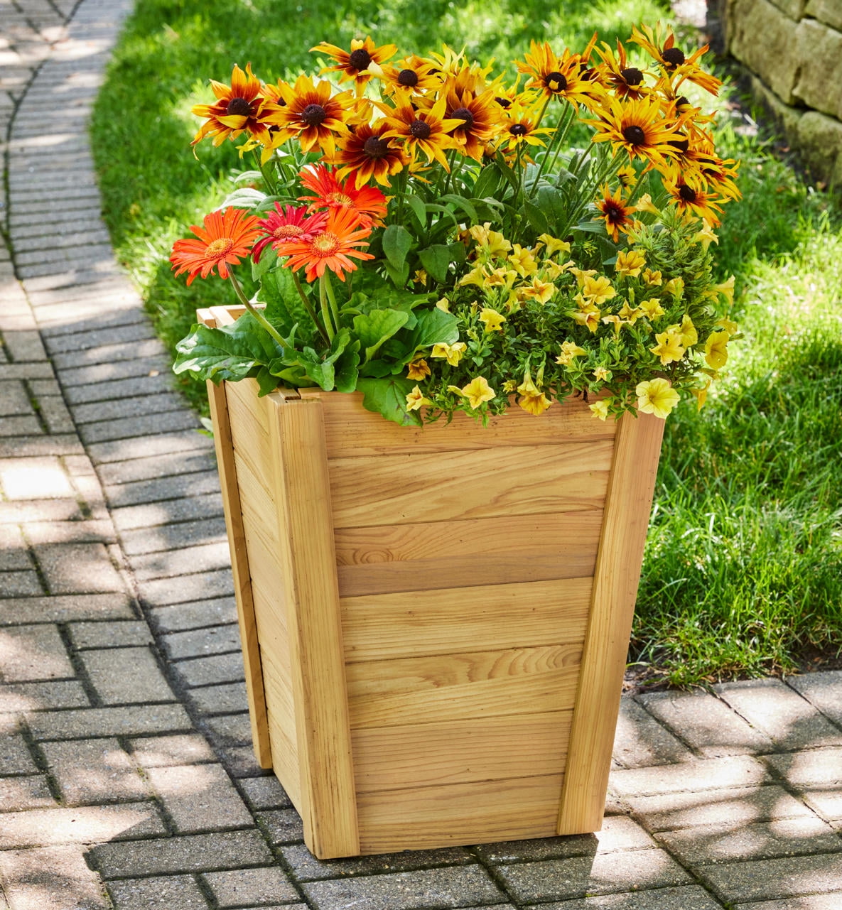 Better Homes and Gardens 16 in Square Cedar Wood Planter,Natural Color ...