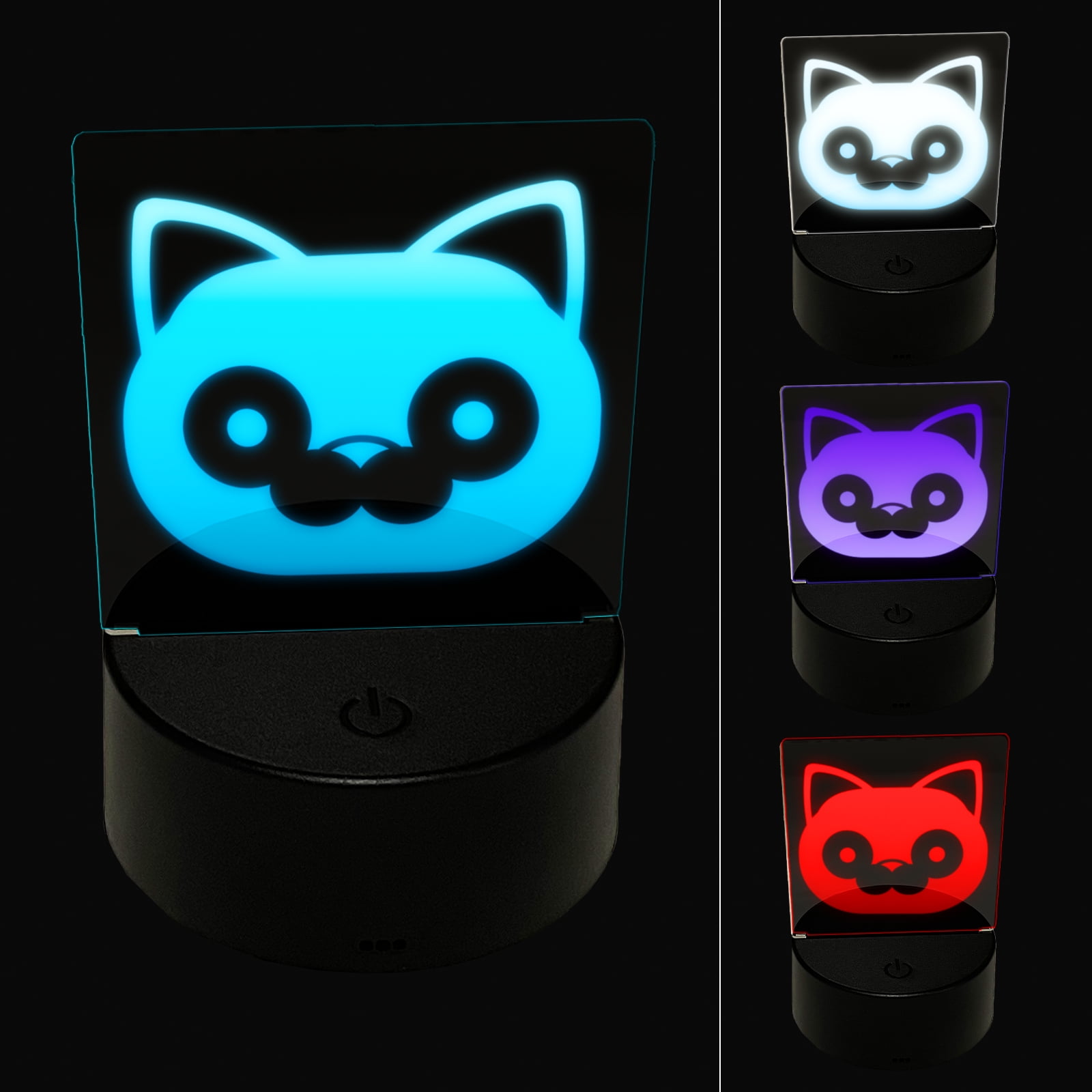Round Cat Face Shocked LED Night Light Sign 3D Illusion Desk Nightstand ...