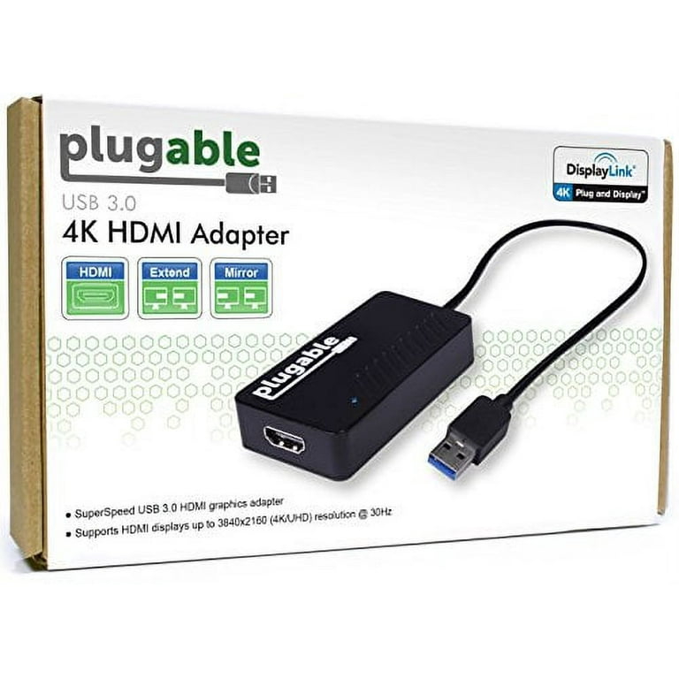 Plugable USB to HDMI 4K UHD Video Graphics Adapter for Multiple ...
