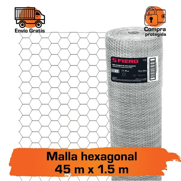 Malla de acero galvanizado hexagonal 50mm x 1.5 m Fiero Fiero MAHE-5015 ...